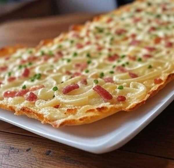 Flammkuchen Recipe-Crispy German Pizza with Creamy Topping